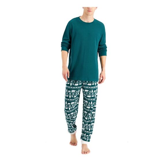 Family Pajamas | Other | Family Pjs Mens Bear Fair Isle Green Textured ...
